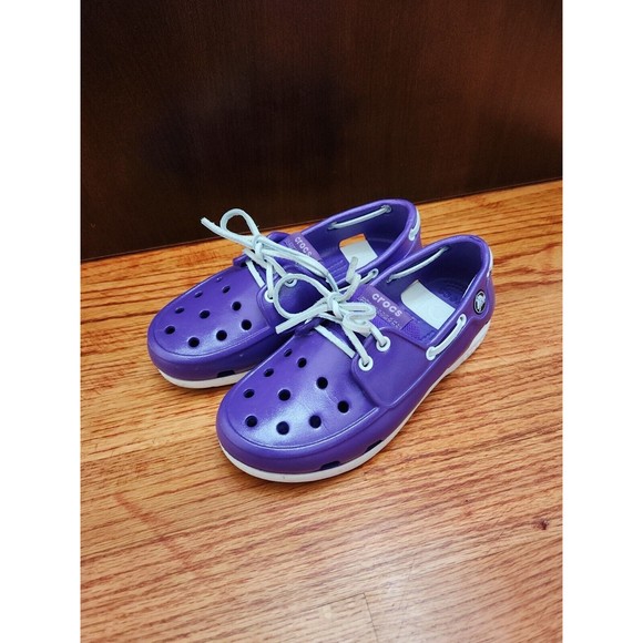 CROCS | Shoes | Crocs Beach Line Boat Shoes Loafers Youth Girls Purple ...